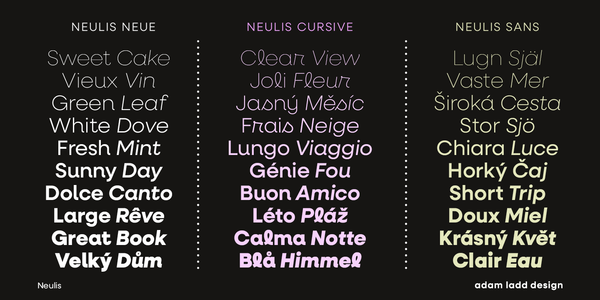 Adam Ladd Design - Type Design, Fonts, Graphic Design - Neulis Font Family